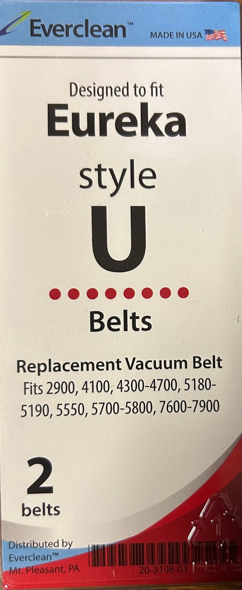 Eureka Style EXT-U Belt (2 pk) Everclean Brand — CJ Miller Vacuum ...